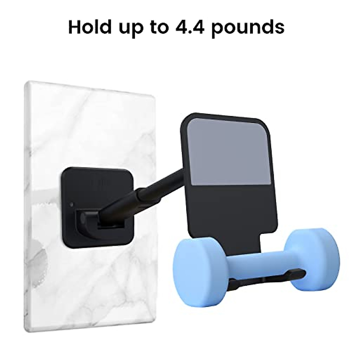 Wall Phone Holder for Shower Bathroom Mirror, 2 Adhesive Sticky Pads, Adjustable Height and Angle, Black