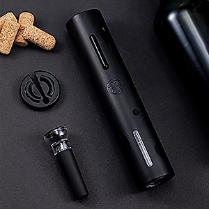 Electric Wine Opener set, Automatic Corkscrew for Wine Bottles with Foil Cutter Vacuum Stopper, Battery Operated Cordless Black Wine Opener for Wine Lovers Kitchen Home Bar