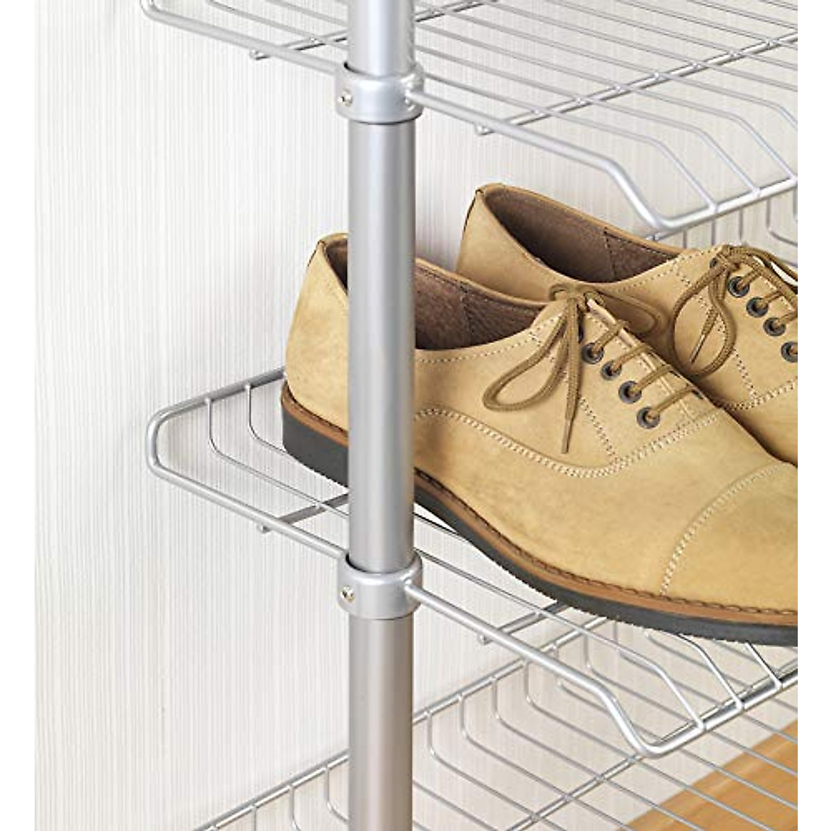 WENKO Appolon Telescopic Rack System Rail, Adjustable, Heavy Duty, for Hanging Clothes, Storage, Organizer, with Shelves, 24 x 70.9-118.1 x 11 in