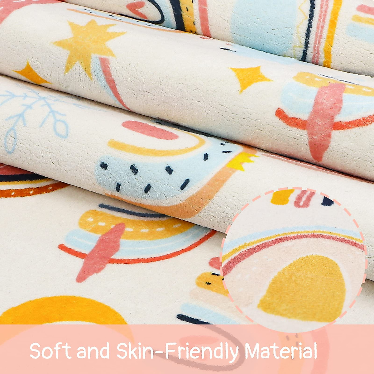 LTKOUGFAM Soft Kids Area Rug, Large Washable Space Mat, Non-Slip Cute Rainbow Weather Baby Crawling Floor Mat for Living Room Playroom Classroom Bathroom (59" x 39" S)