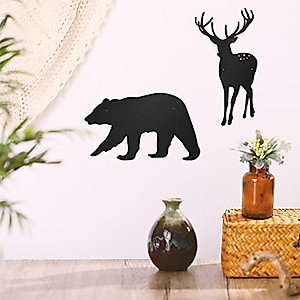 6 Pieces Metal Wall Art Deer Bear Pine Tree Wall Decor Hanging Forest Decor Rustic Cut Metal Art Metal Wall Decor for Home Bedroom Office Outdoor Decorations (Black)