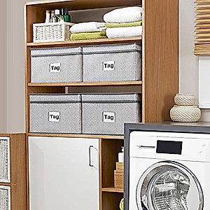 Kntiwiwo Fabric Storage Bins with Lids Cloth Storage Baskets for Closet Shelves Decorative Storage Boxes with Handles Labels Large Basket bin for Home Bedroom Office Gray 3-Pack