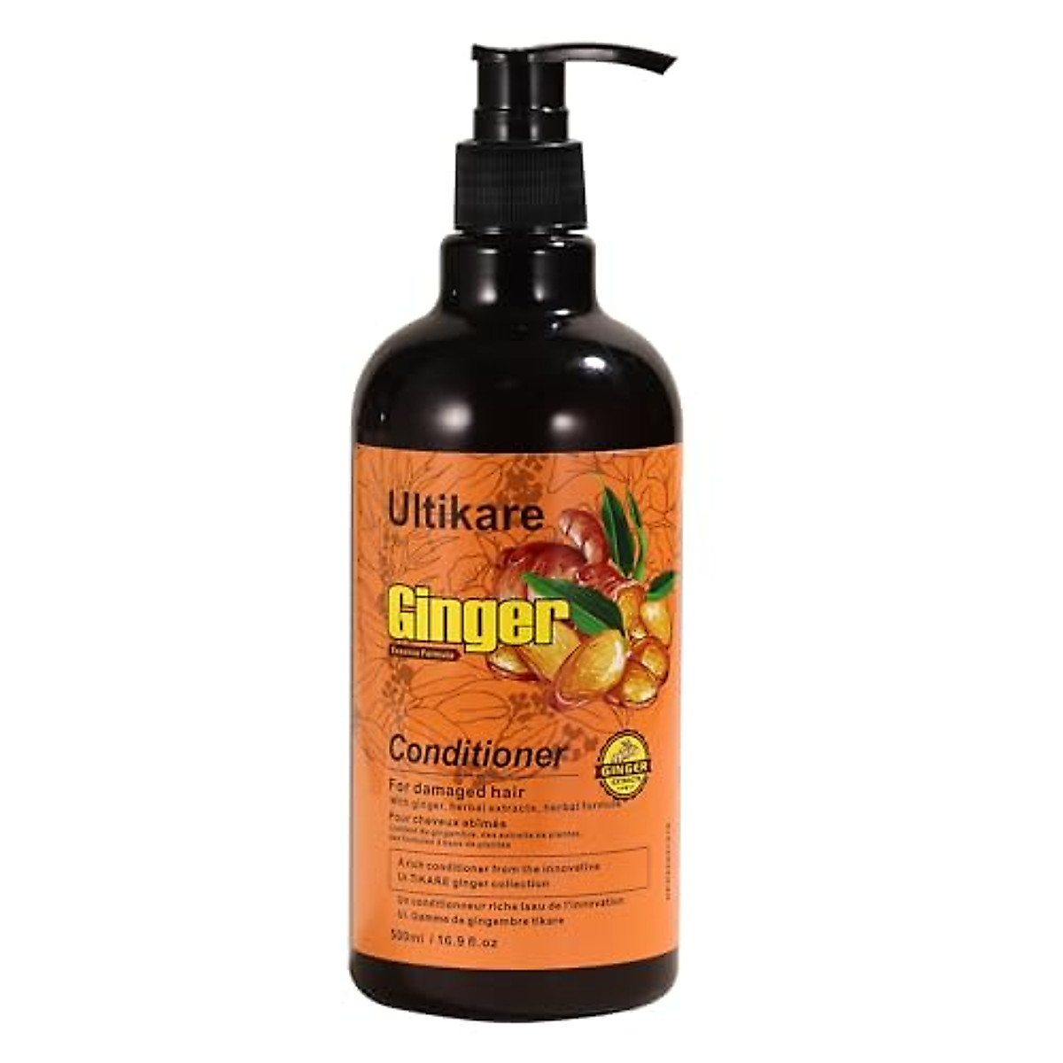 Ultikare Deep Hair Conditioner for Damaged Dry Hair, 16.9 Fl Oz, Repairing Treatment with Ginger Oil, Hydrate, Nourish and Moisturize for Curly Hair, Frizz Control, Shine, Daily Care, Dye Hair Care