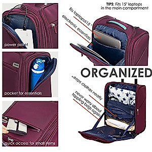 Verage Carry On Underseat Luggage with Wheels & USB Port, 16 Inch Wheeled Spinner Bag Carry-on Luggages for Airlines, Lightweight Suitcase Men Women, Pilots and Crew(16-Inch Rolling Underseat)