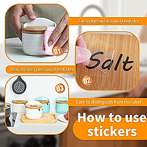 SOYESIN Salt Cellar with Labels, Ceramic Salt Container with Bamboo Lid and Spoon, Salt and Pepper Bowl for Home and Kitchen, Seasoning Box with Scoop for Sugar, Pepper, Spice, 9.43 OZ (273g) -White