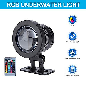 Yosoo Underwater Lawn Light, 5W RGB Outdoor Waterproof LED Swimming Pool Light Garden Lamp with Remote Controller(Black)