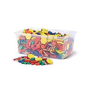 hand2mind Plastic Pattern Blocks for Kids, Shapes for Kindergarten, Montessori Toys, Geometric Shapes, Symmetry, Shape Recognition, Pattern Blocks for Classroom (Set of 1,250)