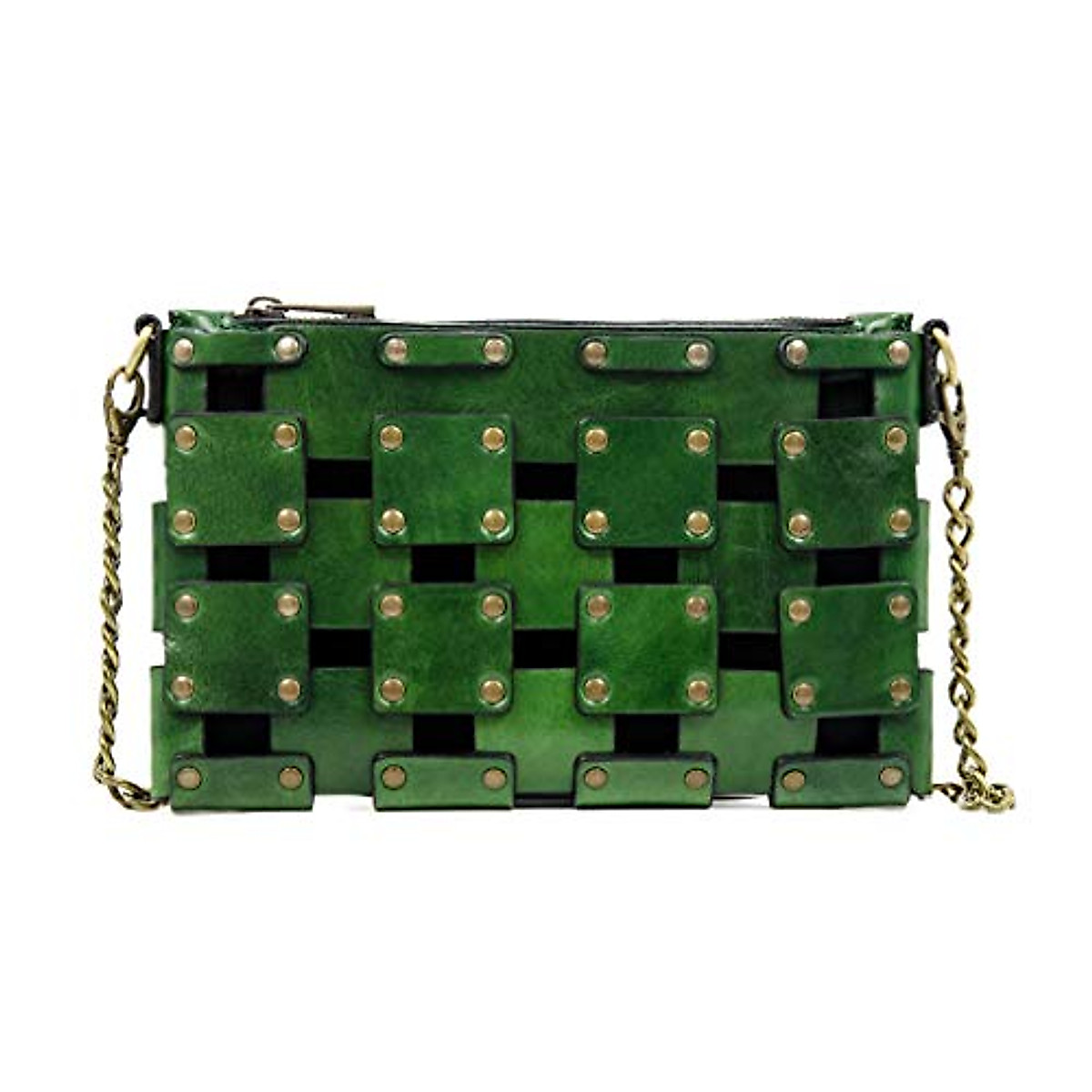 Time Resistance Leather Clutch Purse Women's Wrist Bag Shoulder Bag Handbag Green