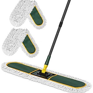 36" Commercial Dust Mop for Floor Cleaning with Replacement Mop Pads, Heavy Duty Industrial Large Floor Wet Dry Mop for Cleaning Office Garage Hardwood Warehouse Factory Mall
