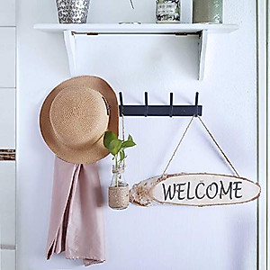 WEBI Coat Rack Wall Mounted,17-1/8 Inch Coat Hooks for Hanging Coats,Heavy Duty Metal Hook Rack Rail with 6 Double Dual Hooks Coat Hanger Wall Mount for Purse Clothes Jacket Backpack Entryway,Black