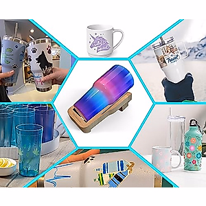 WHITEMOON Cup Cradle for Tumbler. Wooden vinyl paper decal holder with height adjustment for measuring size, for attaching vinyl decals to cups, bottles and mugs.