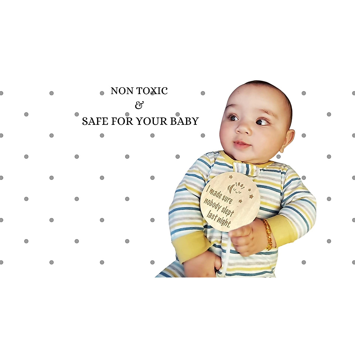 Funny Baby Monthly Milestone Announcement Cards | 13 Round Wooden Double Sided Signs | Gender Neutral Gifts | Baby Shower | Fun Photo Props | Baby Registry | Pregnancy Gift | Baby Photo Props