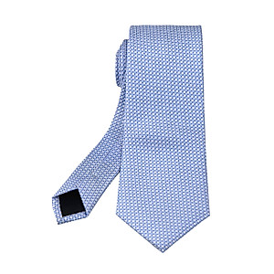Elfeves Light Blue White Silk Tie Mini Check Design Necktie Valentines Gifts for Men Guy Boys