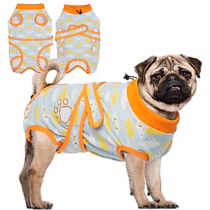 ROZKITCH Dog Recovery Suit After Surgery for Dog Cat, Surgical Onesie Pant for Female Male Dog, Cone e-Collar Alternative Post OP Abdominal Wound Anti Licking Costume After Spay Blue S