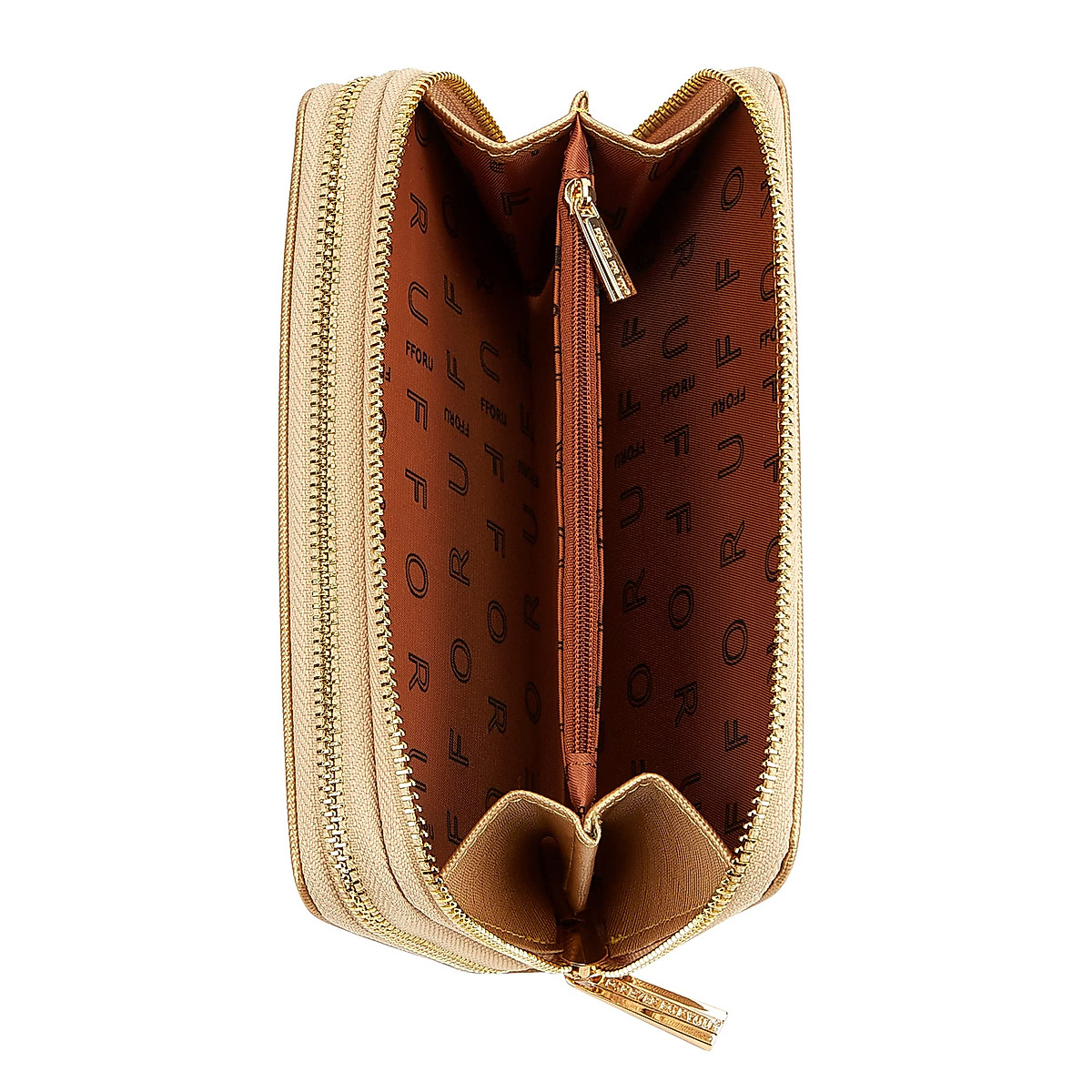 Cynure Women's Large Zipper Card Organizer Long Leather Wristlet Clutch Wallet for Ladies, Gold