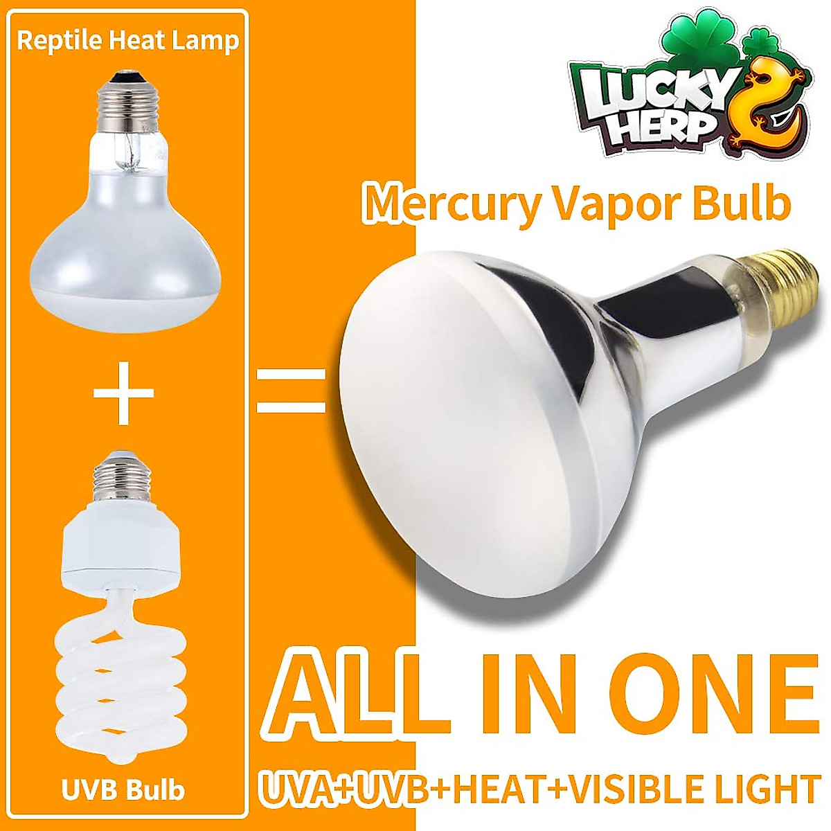 LUCKY HERP 80 Watt UVA+UVB Vapor Heat Lamp Bulb, High Intensity Self-Ballasted Heat Basking Lamp/Bulb/Light for Reptile and Amphibian, Sun Lamp for Bearded Dragon Lizard Turtle