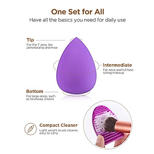 InnoGear Professional Makeup Brushes Set, 16 Piece with 16 Makeup Brushes and Sponges and Brush Cleaner, Black Golden