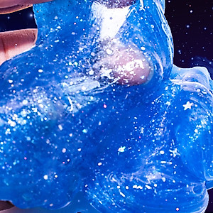 24 Pack Blue Galaxy Star Slime,Party Favor for Kids Girls & Boys,Non Sticky, Stress & Anxiety Relief, Wet, Super Soft Sludge Toy