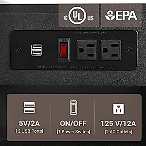 Tiptiper Nightstand with Charging Station and Hutch, Black Night Stand with 3 Storage Drawers End Side Table with 1 Door, Modern Bedside Table for Bedroom, 17.7D x 14W x 26.8H in