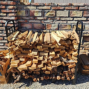 GREENER 4FT Firewood Rack Outdoor Heavy Duty Wood Rack for Firewood Indoor Log Holder for Fireplace, Fire Wood Holder Metal Lumber Storage Carrier Firewood Log Rack Stand Stacker for Patio Porch Black