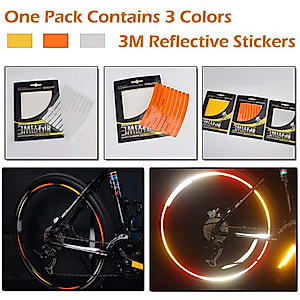 LESOVI Reflective Stickers, Reflective Decals, Waterproof Adhesive Decals, Bike Reflective Tape, Night Safety Stickers for Bicycle，Wheelchairs，Motorbike，Helmet，Stroller，Scooter (27 PCS Bike Reflector)