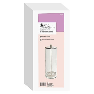 Diane Glass Disinfectant Jar for Sterilizing Hair Salon Shears, Combs, Barber Cleaning Supplies, Clippers, and Nail Tools – Large - 10” Tall x 3.4” Wide – 33 Fl Oz Capacity