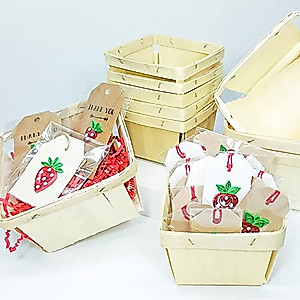 WUWEOT 15 Pack Wooden Berry Baskets, One Pint Square Vented Wood Boxes for Fruit Picking or Arts & Crafts, 4 Inches