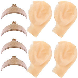 WXJ13 4 PCS Halloween Makeup Latex Bald Caps and 4 PCS Nylon Wig Caps for Halloween Party Adult Costume Accessory