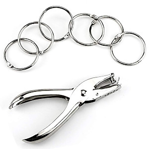 Neworkg 30 Pcs Book Rings, Loose Leaf Rings(1.5 inch), Nickel Plated Steel Binder Rings with a Metal Hole Puncher