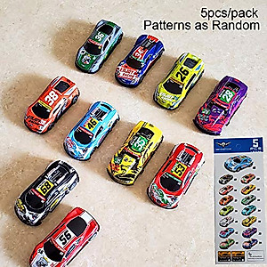 Himeeu Pull Back Racing Cars Die cast Race Car Vehicles,3 Inch Metal Friction Powered Car Toys for Toddlers, Set of 5 (Racing Cars)