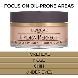 L'Oreal Paris Hydra Perfecte Perfecting Loose Face Powder, Minimizes Pores & Perfects Skin, Sets Makeup, Long-lasting, with Moisturizers to Nourish & Protect Skin, Translucent, 0.5 Fl. Oz.