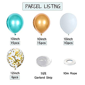GIHOO 46pcs Green Gold Chrome Balloon Arch Kit, Gold Confetti Balloons White Balloons for Baby Shower Jungle Theme Party Birthday Party Decorations