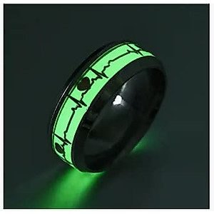 Glow Rings Stainless Steel Rings For Women Boys，Venus Orb Ring Heart Glow In The Dark Trendy Cute Rings For Men Dainty (Stainless Steel, 9)