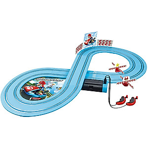 Carrera First Mario Kart - Slot Car Race Track with Spinners - Includes 2 Cars: Mario and Yoshi - Battery-Powered Beginner Racing Set for Kids Ages 3 Years and Up