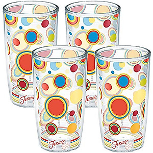 Tervis Made in USA Double Walled Fiesta Insulated Tumbler Cup Keeps Drinks Cold & Hot, 16oz - 4pk, Poppy Dots