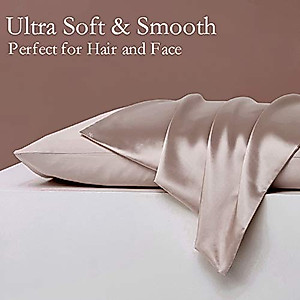 JOGJUE Silk Pillowcase for Hair and Skin 2 Pack 100% Mulberry Silk Bed Pillowcase Hypoallergenic Soft Breathable Both Sides Silk Pillow Case with Hidden Zipper, Pillow Cases (Standard, ApricotGray)