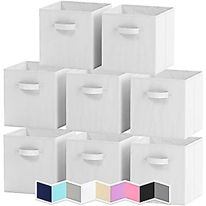 Royexe Cube Storage Baskets for Organizing - 11 Inch - Set of 8 Heavy-Duty Storage Cubes for Storage and Organization, Makes The Perfect Bins for Cubby Storage Boxes or Cube Storage Organizer (White)