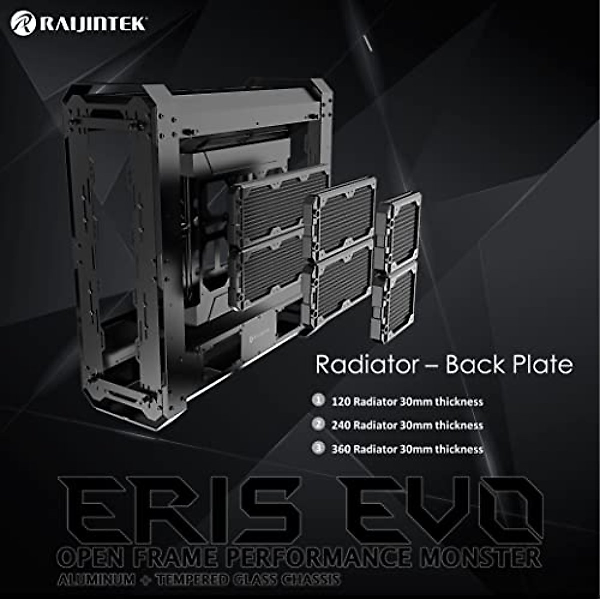 RAIJINTEK ERIS EVO, EEB/EATX case with Tempered Glass Side Panel, Maximum CPU Cooler Height up to 170 mm, Supports up to 5×2.5" HDD or 5×2.5" HDD/SSD