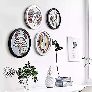 JUSTDOLIFE Picture Frame Round Wooden Photo Frame Wall Hanging Photo Display Wall Decor