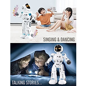 Large Smart Emo Robot Toys for Kids 5-7,Gesture Sensing Programmable Interactive Remote Control Robots for 8-12 with LED Eye Express for Boys 4-9 Years Old Birthday Gifts