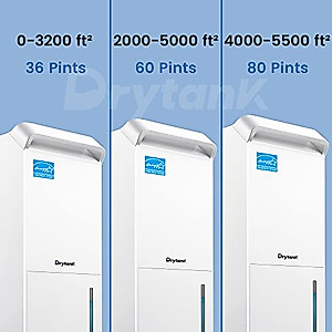 Vellgoo 3,200 Sq.Ft Energy Star Dehumidifier for Basement with Drain Hose, 36 Pint DryTank Dehumidifiers for Large Room, Suit for Garden Hose, Intelligent Humidity Control, 24H Timer White