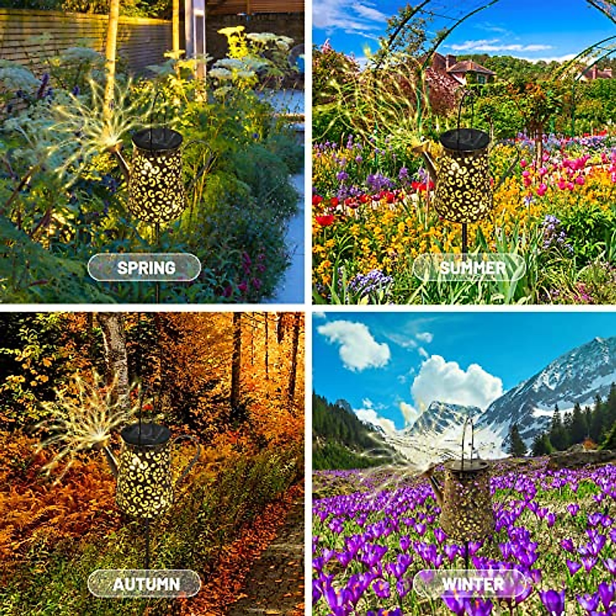 Solar Outdoor Lights Garden Decor, Waterproof Watering Can Landscape Lights with Led, Retro Metal Kettle String Lights for Yard Lawn Patio Pathway Courtyard Party Decorations Gardening Gifts