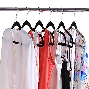 Velvet Clothes Hangers, 10 Pack Black Clothes Hangers, Non-Slip Hangers for Suit, Dress, Top Space Saving Clothing Hangers Set for Closet, Wardrobe, 360° Swivel Hook, Ultra Slim, Summer