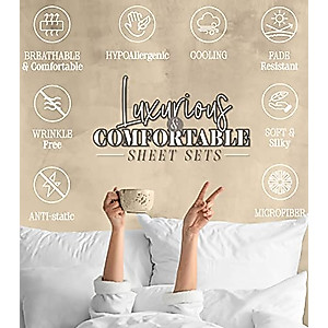 Elegant Comfort Holiday Printed 6-Piece Sheet Set, 1500 Thread Count, Breathable and Super Soft Material, Wrinkle Resistant, Fitted Sheets with Smart Pockets, 6PC King, Burgundy Reindeer