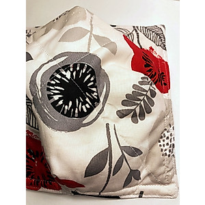 Prettiest Floral Print Microwave Bowl Cozy - 8.5 inches for up to 8 inch bowls - Home Made in Texas, USA (Modern Rosie in White with Red & Black)