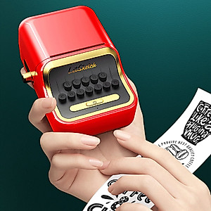 LetSketch Label Maker, Portable Bluetooth Thermal Label Printer Compatible with Android & iOS for Clothing, Retail, Mailing Address, Barcode, with 4 Roll 40 x 30mm Label (Red)