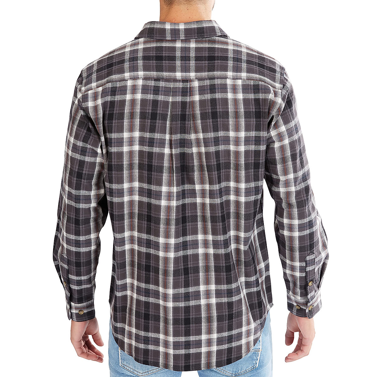 Smith's Workwear Men's Plaid Pocket Flannel Button-Up Shirt, Charcoal-445, XL