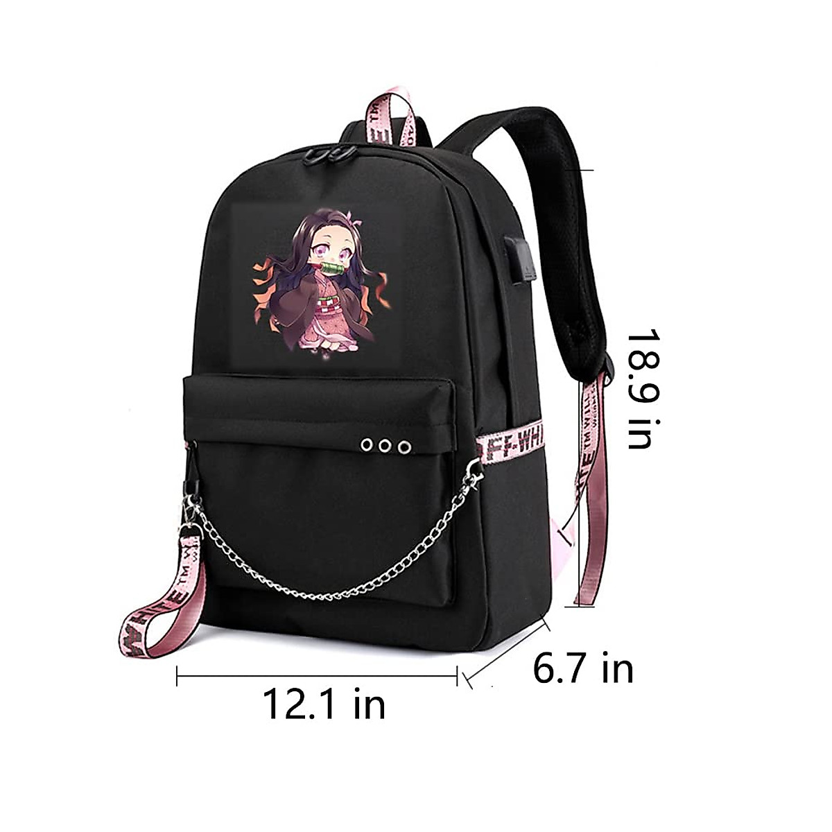 WZCSLM Anime Cosplay Laptop Backpack with USB Charging Port, Middle School College Bookbags for Women Men (black)