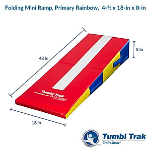 Tumbl Trak Folding Mini Ramp, Primary Rainbow, 4 ft x 18 in x 8 in