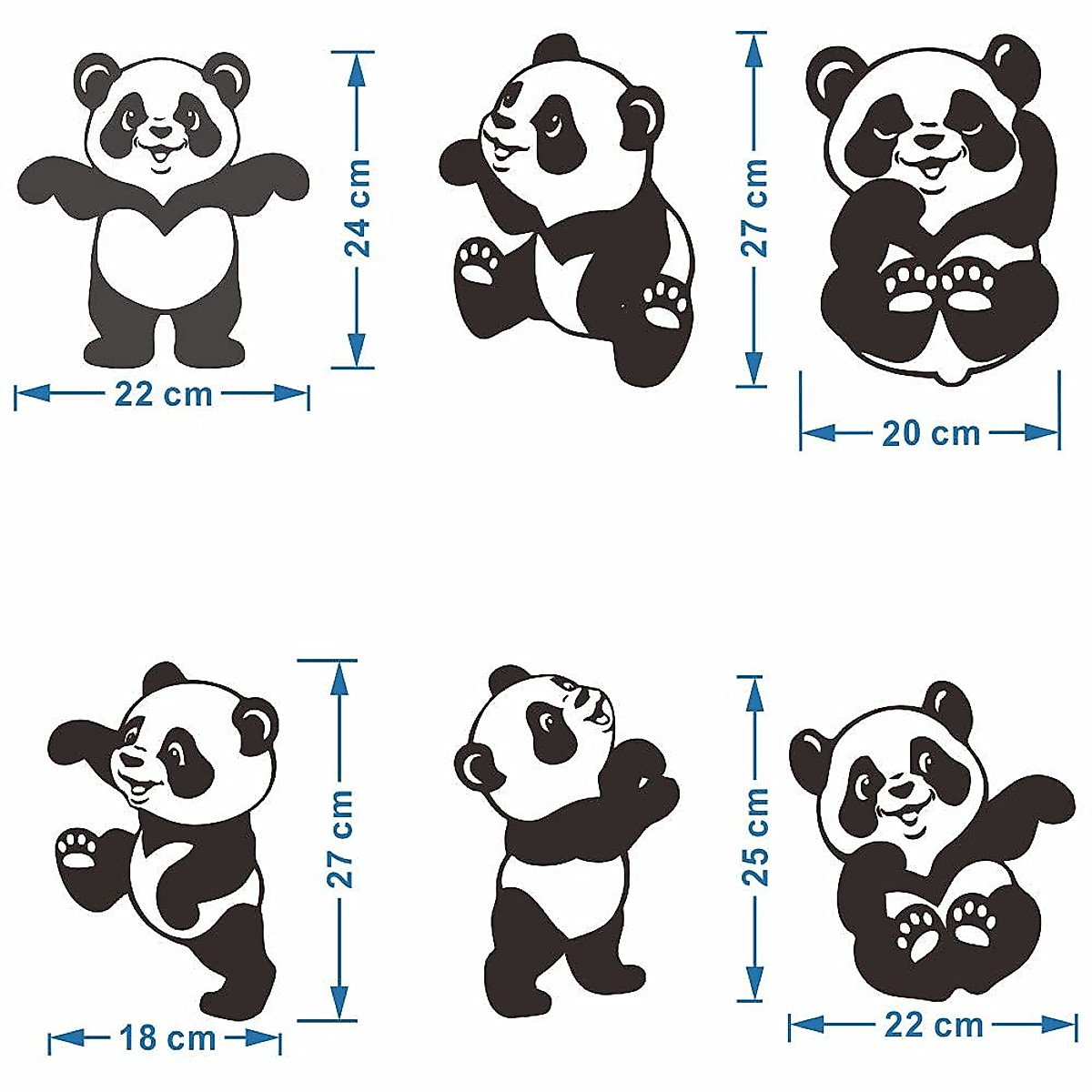 ANFRJJI Panda Wall Decals Room Décor - Panda Bamboo Wall Art Vinyl Stickers - Panda Decorations Pictures for Girls Room Home Bedroom Kids Nursery Room - Animals Wildlife Forest Safari JWH133 (Black)